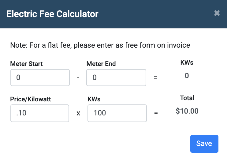 Adding Electrical Fees to Invoices Manually